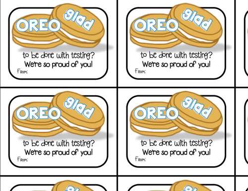 Golden Oreo Testing Motivation Tag- OREO glad to be done with testing?