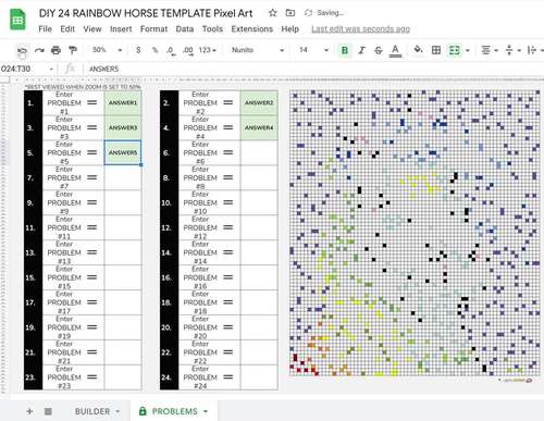 DIY Digital Resource Pixel Art Template EDITABLE | Rainbow Horse