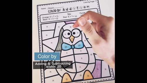 Color by Number Addition and Subtraction | Winter by Shayna Vohs