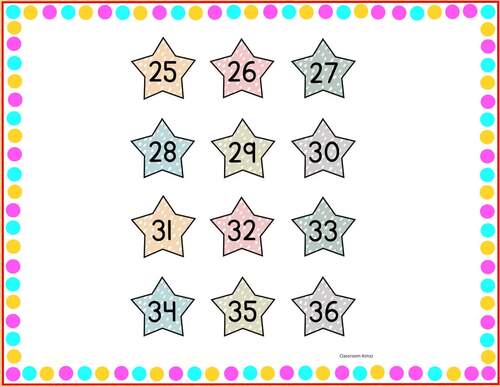 Stars Number Labels, Boho Spotty Star Number Labels, Number Tags