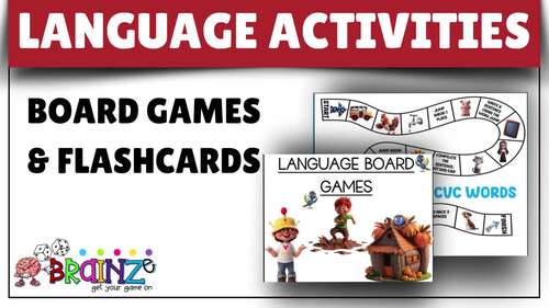 CVC, Phonics, & Verbs Board Games and Flashcards | Activities for Early ...