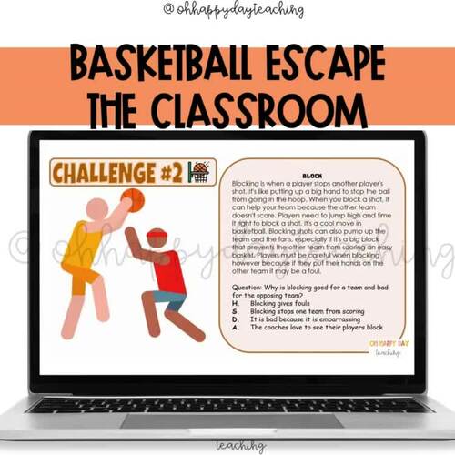 March Madness | Basketball | Escape Room ELA by Oh Happy Day Teaching