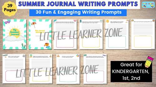 Summer Writing Prompts Journal for Kindergarten, 1st Grade, Summer ...