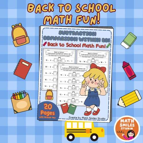 Subtraction Comparison Within 20 | Back to School Math Worksheets | 1st ...