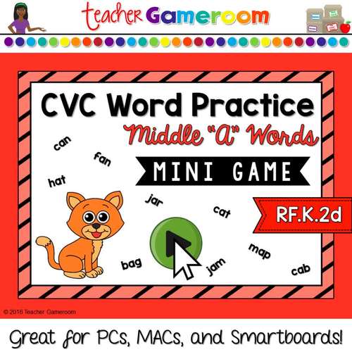 CVC Middle A Practice Mini Game by Teacher Gameroom | TPT