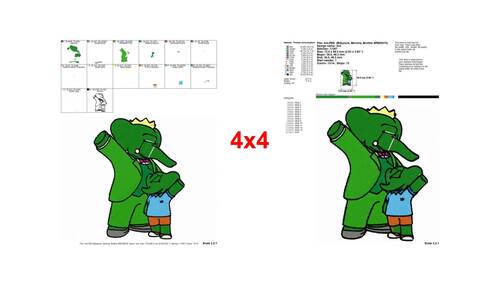Babar and Arthur elephant characters embroidery designs for children ...