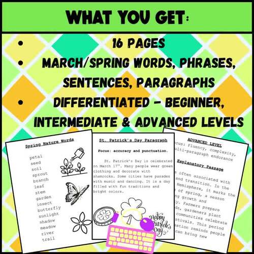 Spring no prep typing keyboarding printable worksheet activities Middle ...