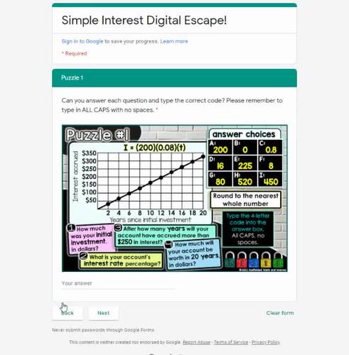Calculating Simple Interest Personal Finance Digital Math Escape Room ...