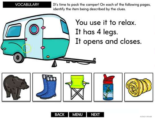 Camping Speech Therapy Activities for Language Articulation Mixed ...