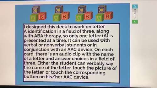 SPEECH THERAPY BOOM CARDS: A LETTER IDENTIFICATION - Field of 3/AAC