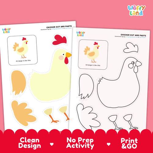 Chicken Cut and Paste Craft | Farm Animal Fine Motor Scissor Skills ...