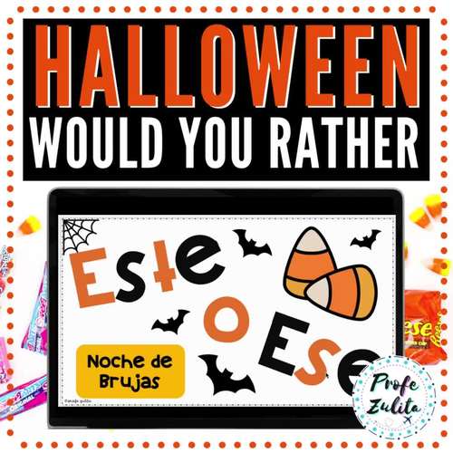 Spanish Halloween This or That Editable Game | Noche de Brujas Activity
