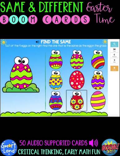Same and Different_Visual Discrimination_Boom Cards™| Easter | TpT