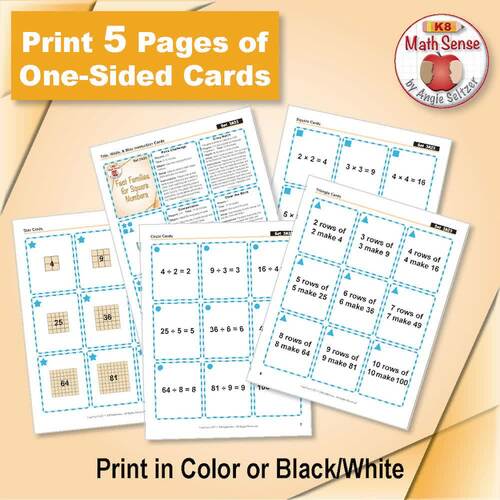 Multiplication Division Fact Families for Square Numbers: Math Sense ...