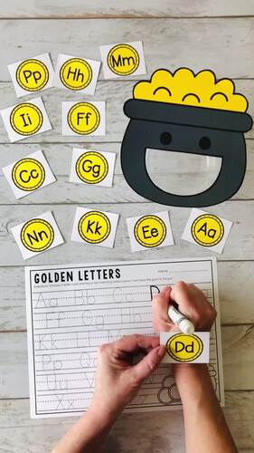 St. Patrick's Day Letter Tracing - Feed the Pot of Gold - Upper & Lowercase