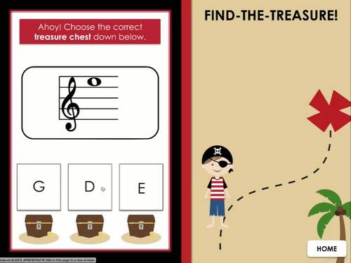Find the Treasure | Treble Space Notes | Interactive Digital Music Game