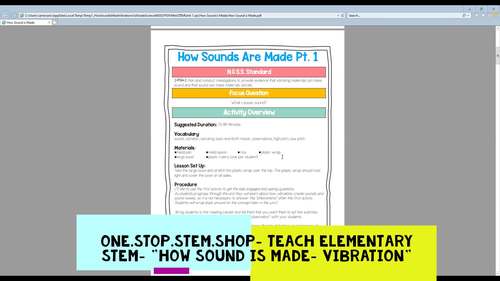 How Sound is Made: Vibrations- 1st Grade Science NGSS (1-PS4-1)- Mini ...