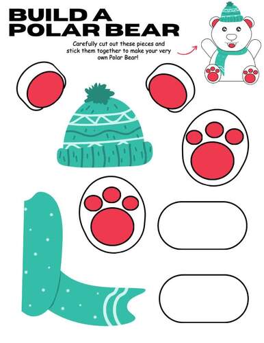 Build a Polar Bear Printable, Winter Polar Bear Kids Craft, Build a ...