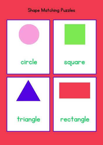 Colorful Shape Matching Puzzles Worksheet by professional designer