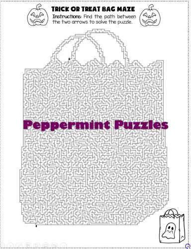 Halloween Shaped Mazes by Peppermint Puzzles | TPT