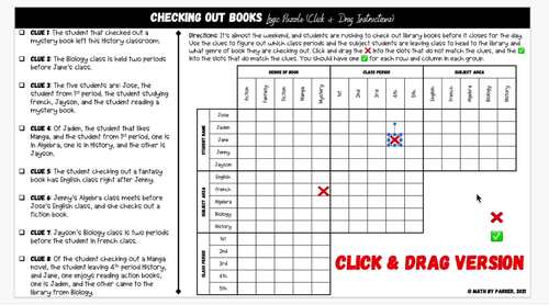 Logic Puzzle - Checking Out Books (Print & Digital Activity) by Math By ...