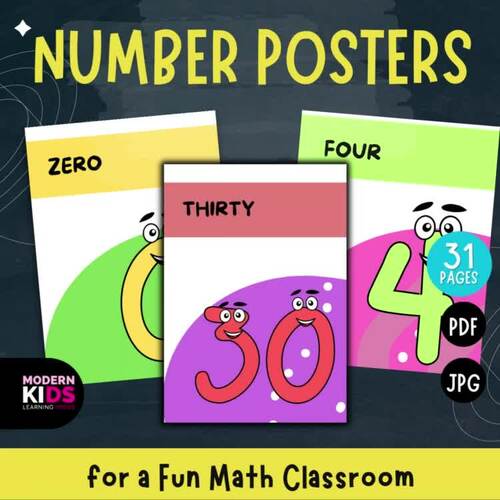 Number Posters for a Fun Math Classroom by ModernKids LearningPress