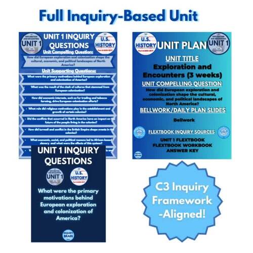 Full Unit Bundle Colonial America and Exploration US History C3 Inquiry ...