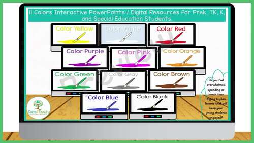 11 Colors Bundle: Interactive PowerPoints /Digital Resource Prek, TK, K ...