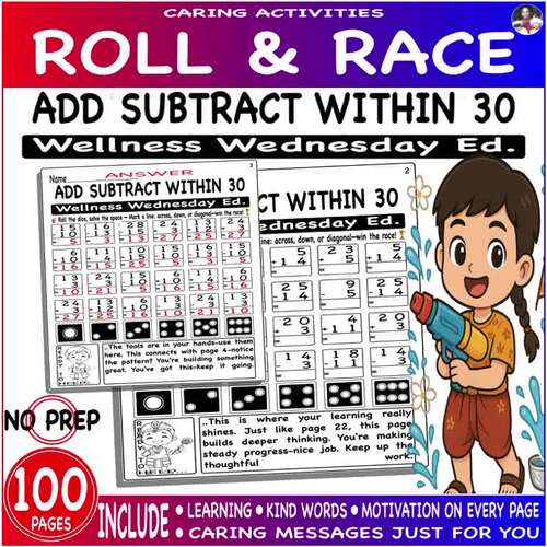 Roll and Race Math Dice Games Add & Sub Within 30 Fact Fluency Grow Go ...