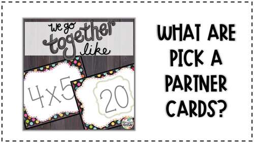Pick a Partner | Multiplication | Cards for Student Grouping by Almost ...