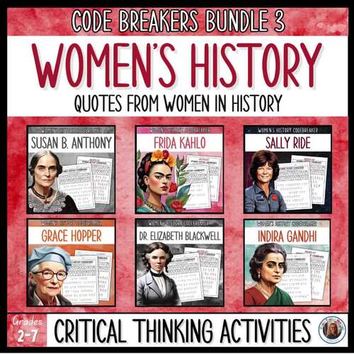 Women's History Month CodeBreaker Worksheets|Quotes Influential Women ...