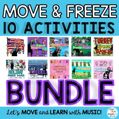 School Year Freeze Dance, Brain Break, P.E. Exercise Bundle: Videos, Cards