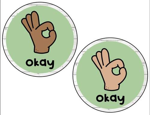 Modern Farmhouse Hand Signal Signs Calming Watercolor Classroom Decor