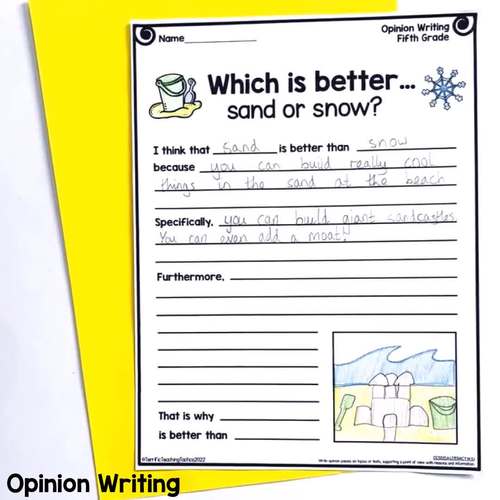 Fifth Grade Writing Prompts Bundle | Opinion and Narrative Worksheets