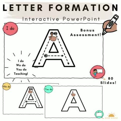 Kindergarten Interactive Upper Case Letter Formation Powerpoint Handwriting