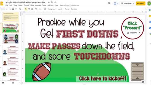 Football Google Slides Review Game Template by Amy Skillicorn | TpT