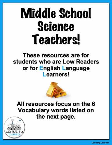 Chemical Properties Vocabulary Resources ELL/ESL Properties of Matter ...