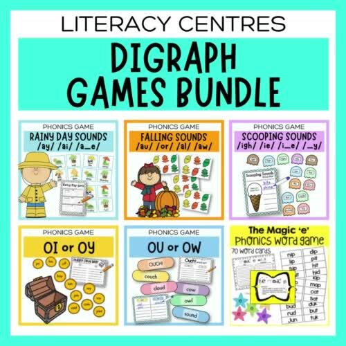 Digraph Literacy Center Bundle | Back to School Phonics Activities