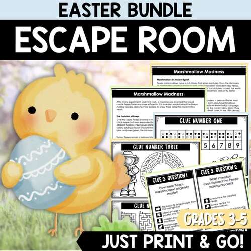 3rd Grade Easter Escape Room BUNDLE, 4th Grade Spring Reading Escape ...