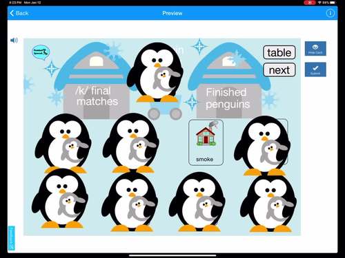 Penguin Place Match Articulation /k/, /g/, /f/, /v/ Boom Cards Distance ...