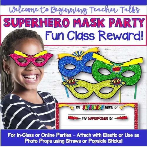 Superhero Masks for Online or In-Class Parties Meeting Goals | Halloween