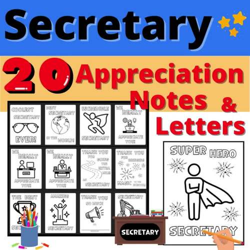 Secretary Thank You Cards Administration Assistant Notes Letters Activity