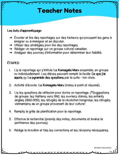Canadian Immigration | rédiger un reportage en français by Franco Resources