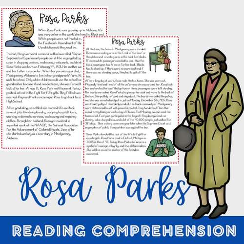 Rosa Parks Reading Comprehension Biography by Bilingual Teaching Made Easy