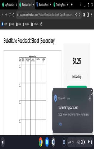 Substitute Feedback Form (for Secondary (Mid-High) Classrooms) | TPT