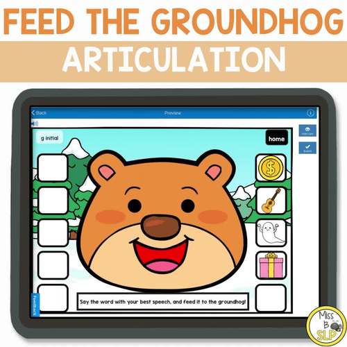 Digital Feed the Groundhog Articulation - Boom Cards by Miss B SLP