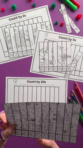 Christmas Skip Counting Number Strip Puzzles | Counting by 1s, 2s, 5s & 10s