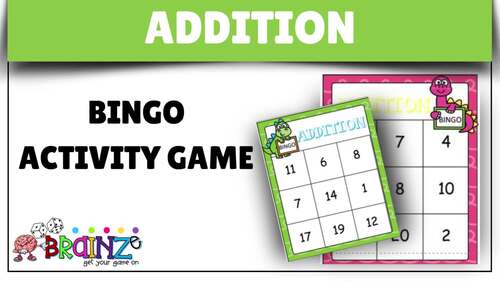Addition Bingo Game | Number Recognition 1-20 for Math Centers by BRAINZe