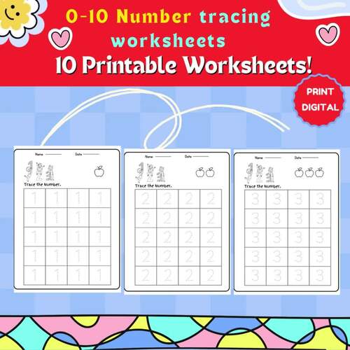 0-10 Number tracing worksheets, traceable numbers, preschool worksheets