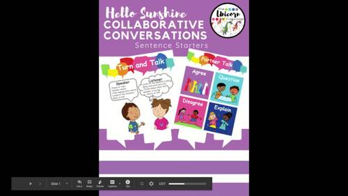 Collaborative Conversation Turn and Talk Partner Sentence Starters and ...